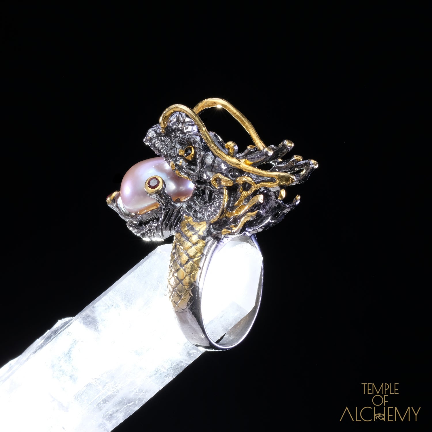 Pear Dragon Ring for Healing , Reiki and Meditation - Temple of Alchemy