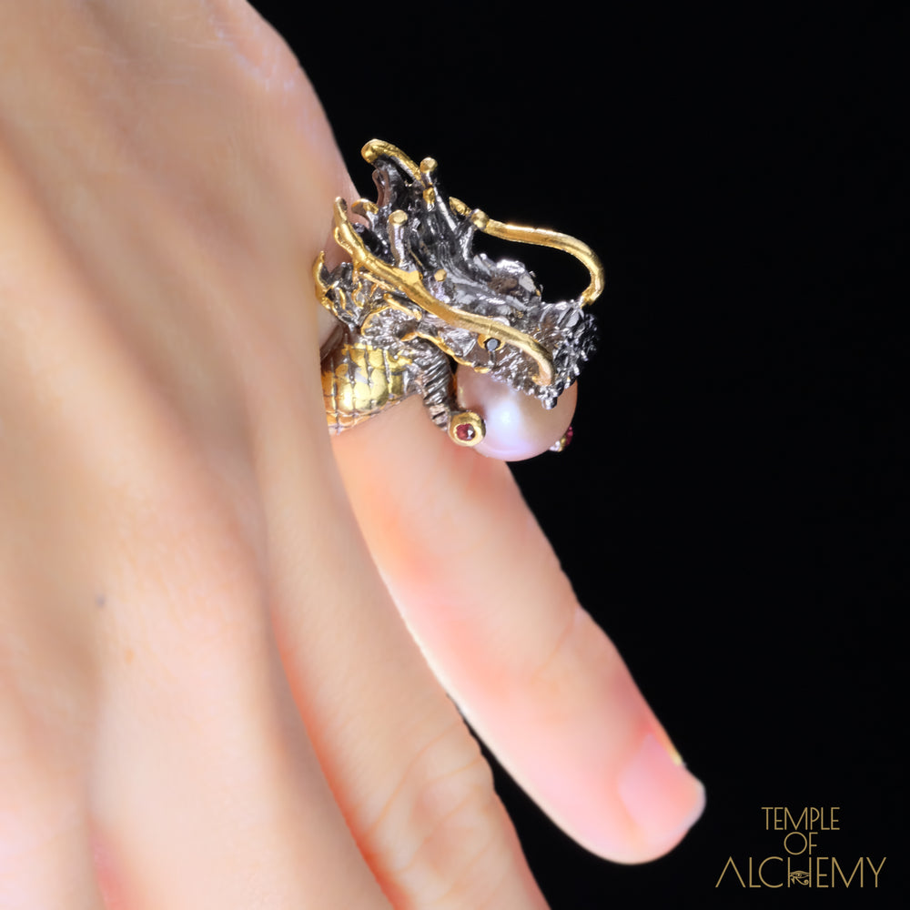 Pear Dragon Ring for Healing , Reiki and Meditation - Temple of Alchemy